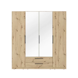 Cadixo gardróbszekrény tükrös-fiókos, 200 cm - gardróbszekrények